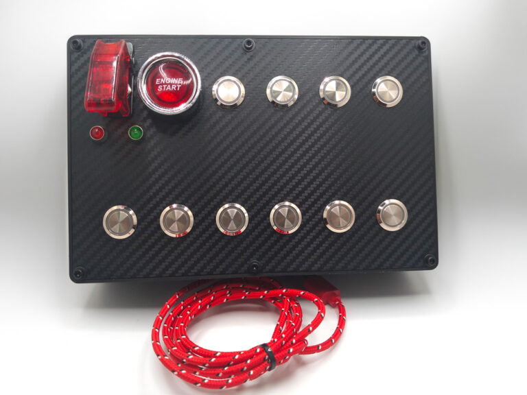 Red Lit Buttons Engine Start and LEDS - Geezer 3D Sim Racing Button Boxes