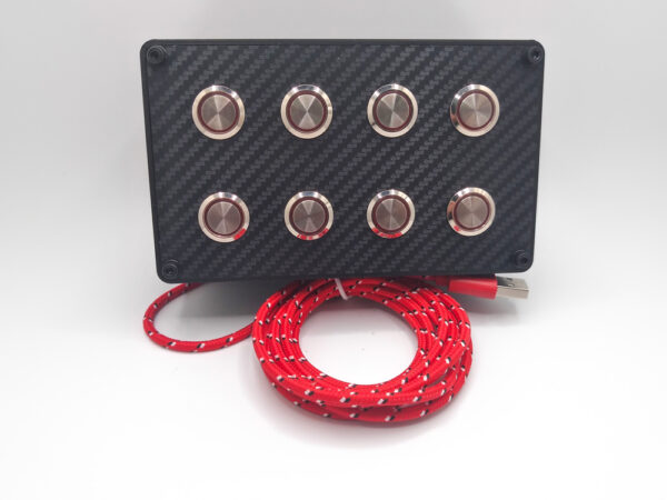 Sim Racing Button Box with 8 Lit Buttons in Red - Geezer 3D