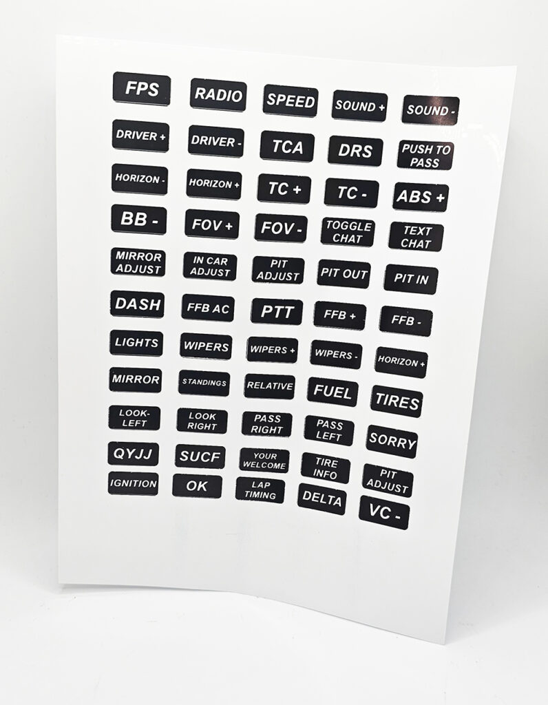 Sim Racing Button Box Stickers - Geezer 3D Sim Racing Button Boxes